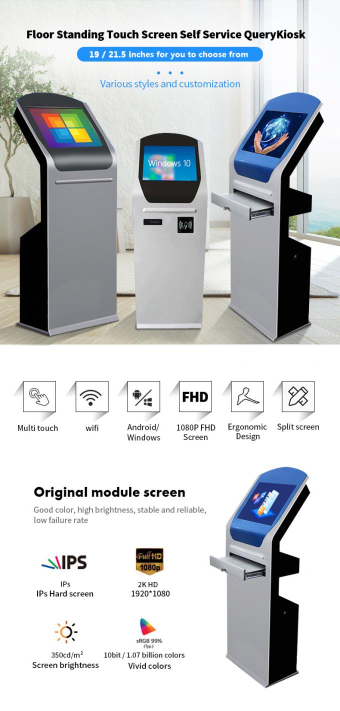 Ergonomic Self Service Touch Screen Kiosk 1920x1080P With Printer And ...