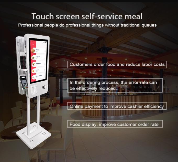 Ordering Payment Kiosk Restaurant 24 Inch Dual Screen On One Floor Stand