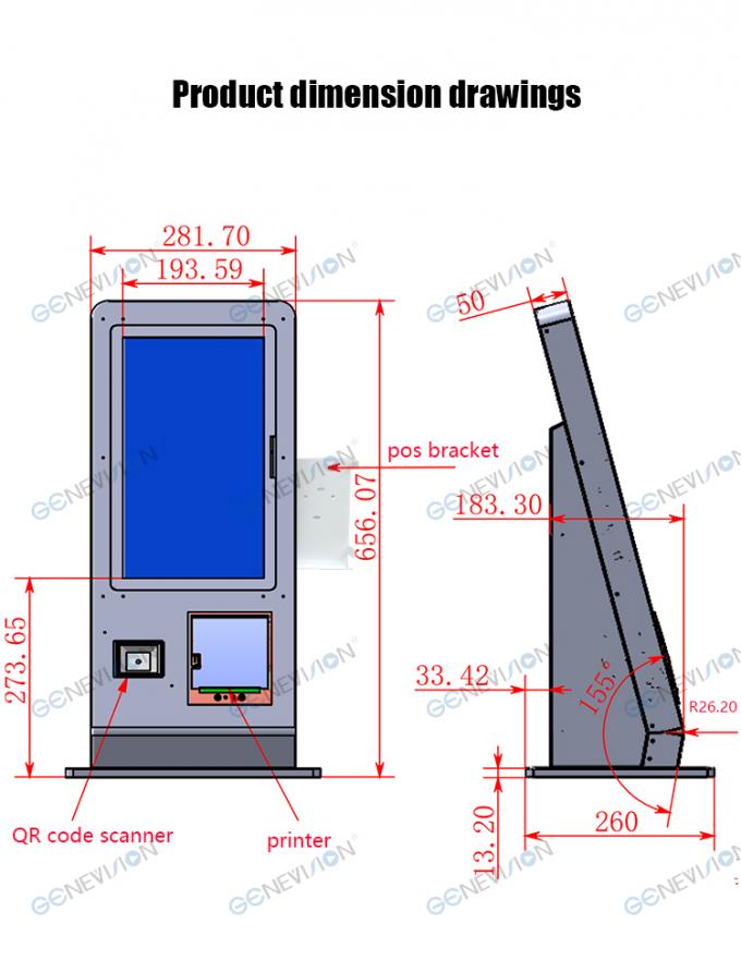 15.6'' Restaurant Desktop Self Service Pos System For Dinner Ordering